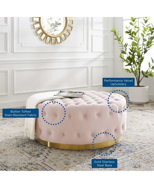 MODWAY Ensconce Tufted Performance Velvet Round Ottoman