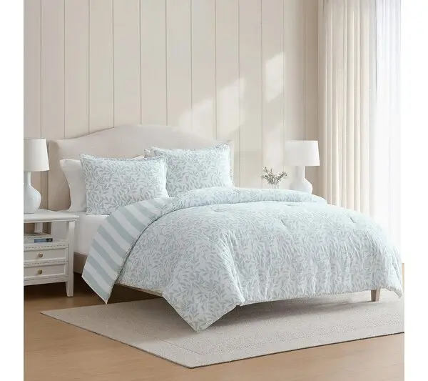 MARTHA STEWART Copper Vines White/blue Cotton King Duvet Set - One-color