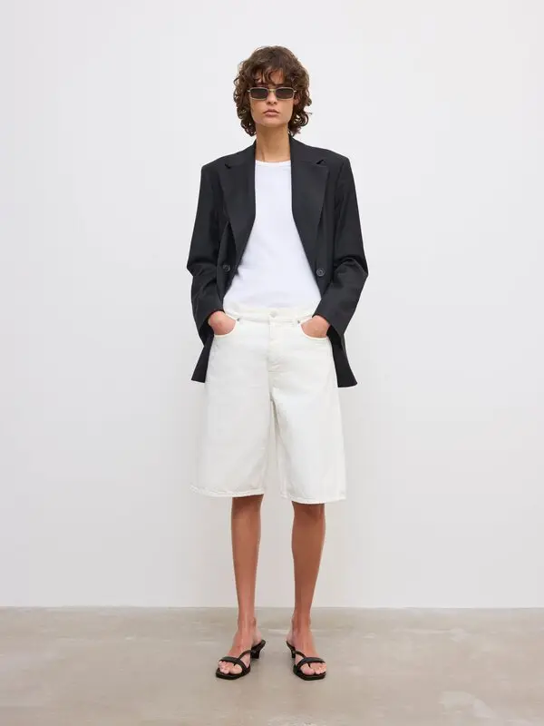 HOUSE OF DAGMAR Baggy Fit Denim Shorts - White