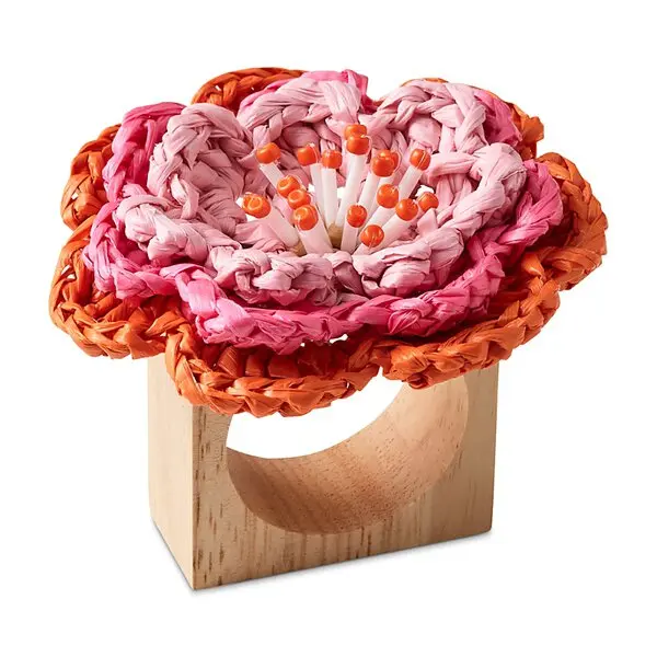 KIM SEYBERT Pareo Napkin Ring - Pink/orange