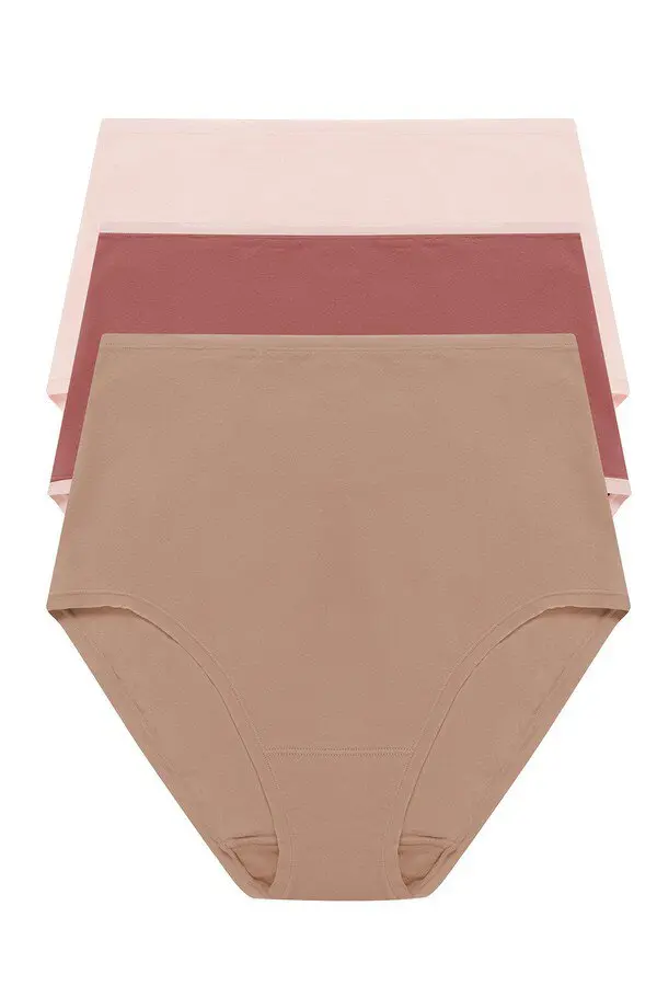 Natori Bliss Bare Cotton High Waist Brief 3-pack - Red
