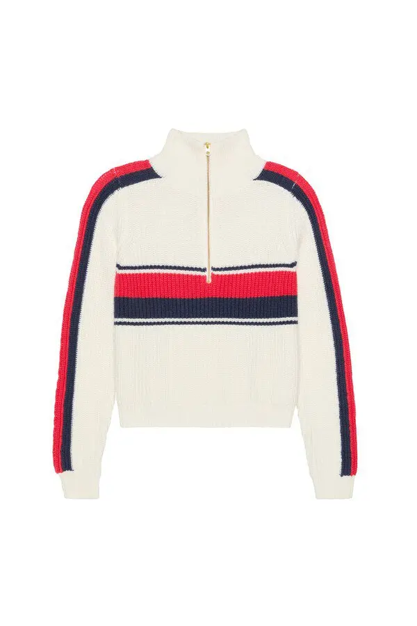ELLSWORTH + IVEY Aspen Quarter-zip Retro Block Sweater - Neutral