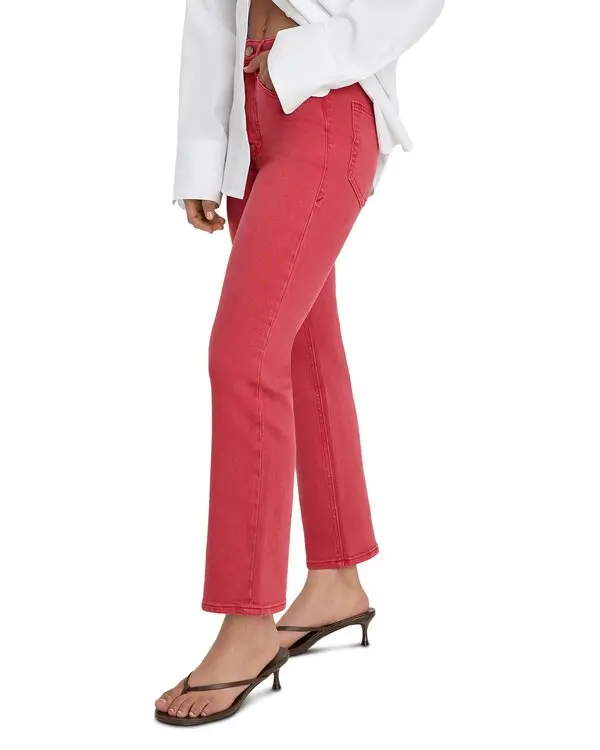Good American Good Icon Mid Rise Straight Leg Ankle Jeans - Cherry Red