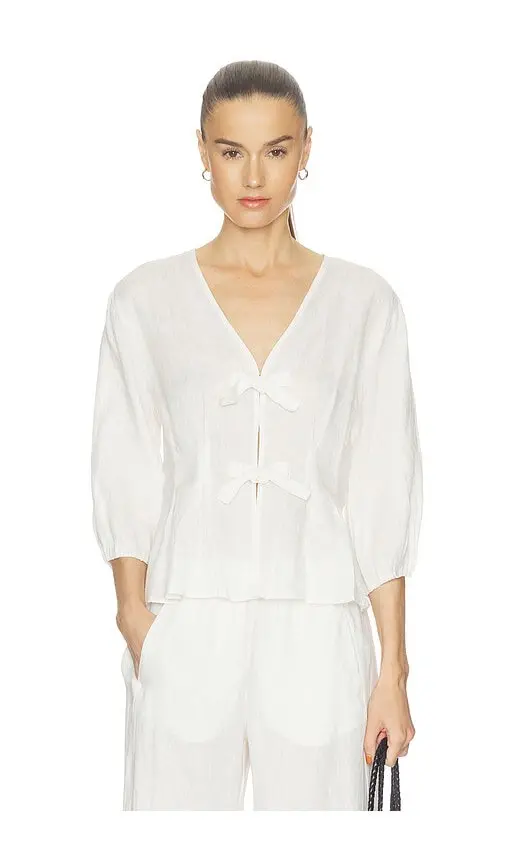 Velvet By Graham & Spencer Martha Woven Linen Top