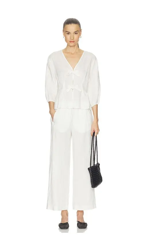 Velvet By Graham & Spencer Martha Woven Linen Top
