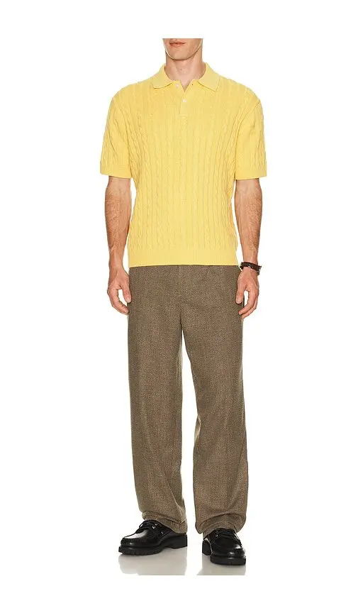 BEAMS Knit Polo Cable - Yellow