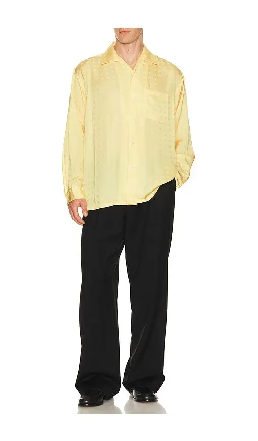 BEAMS Open Collar Cupro Dot Pattern