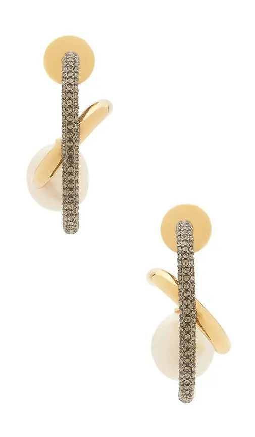 Demarson Waverly Earrings - Gold  Gunmetal  & White