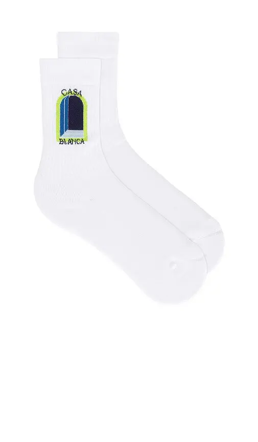Casablanca Gradient Arch Socks - White  Blue  & Lime