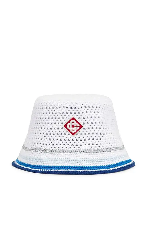 Casablanca Mesh Stripe Crochet Hat - White & Blue