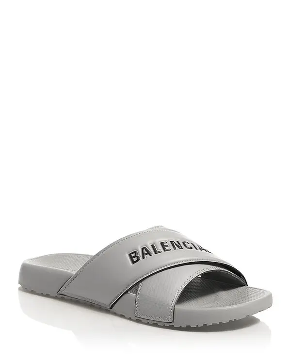 Balenciaga Crisscross Logo Slides - Anthracite