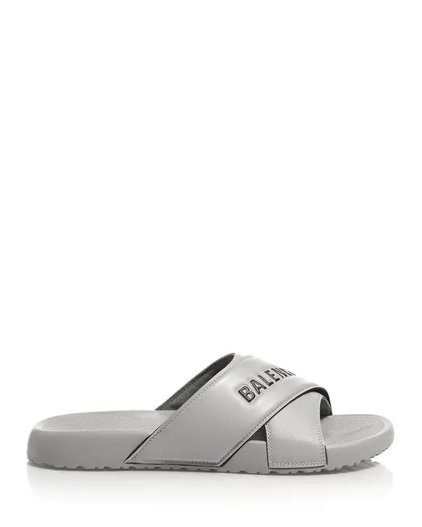 Balenciaga Crisscross Logo Slides - Anthracite