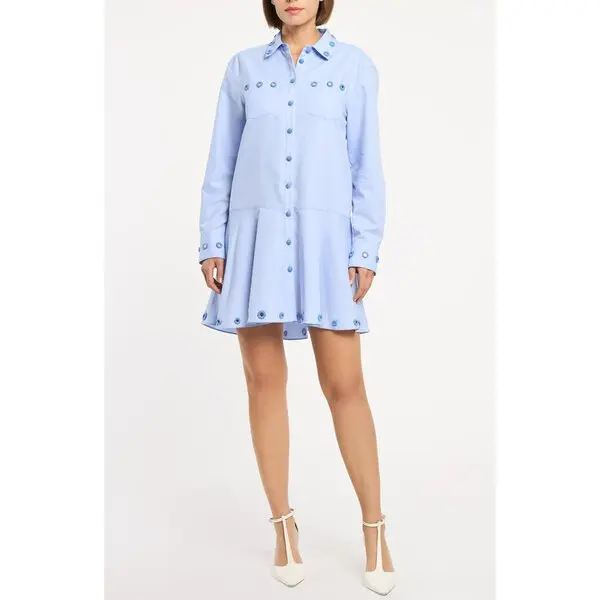 Cinq À Sept Giulia Long-sleeve Mini Dress - Rain Cloud
