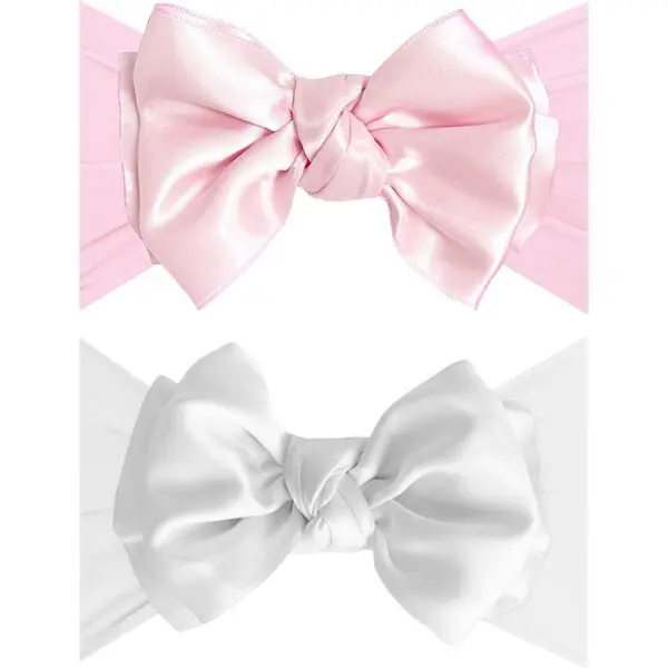 BABY BLING 2-pack Satin Headbands - Pink White