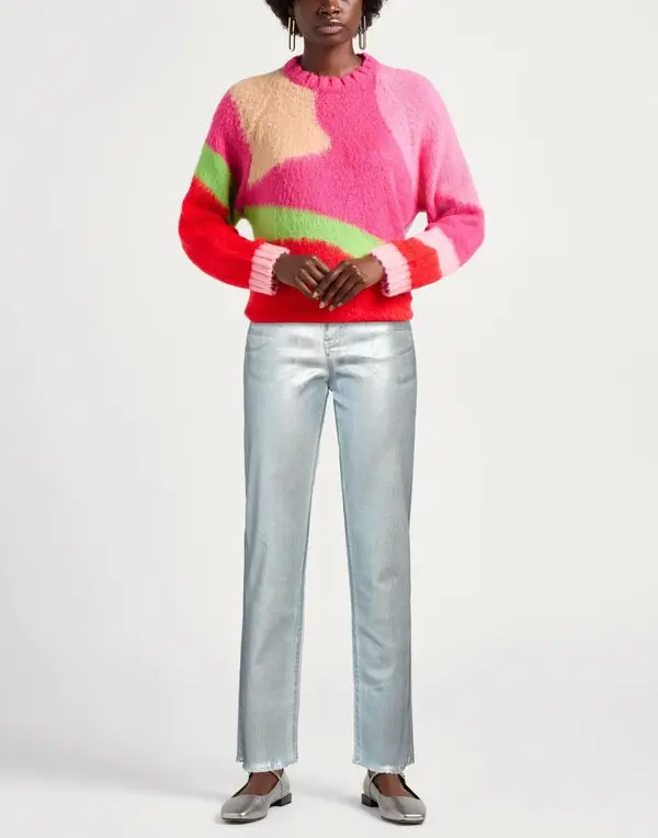 Pinko Straight Leg Jeans With Metallic Coated Effect