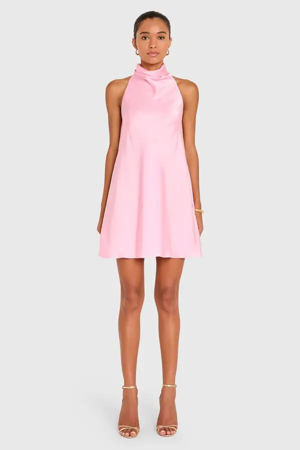 Amanda Uprichard Calypso Mini Dress With Halter Neckline - Candy Floss