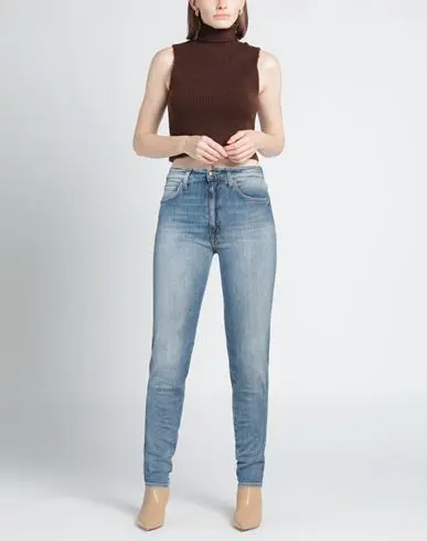 + PEOPLE Skinny Fit High Waisted Denim Jeans With Leather Trims