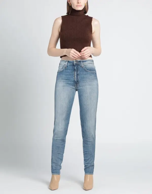 + PEOPLE Skinny Fit High Waisted Denim Jeans With Leather Trims