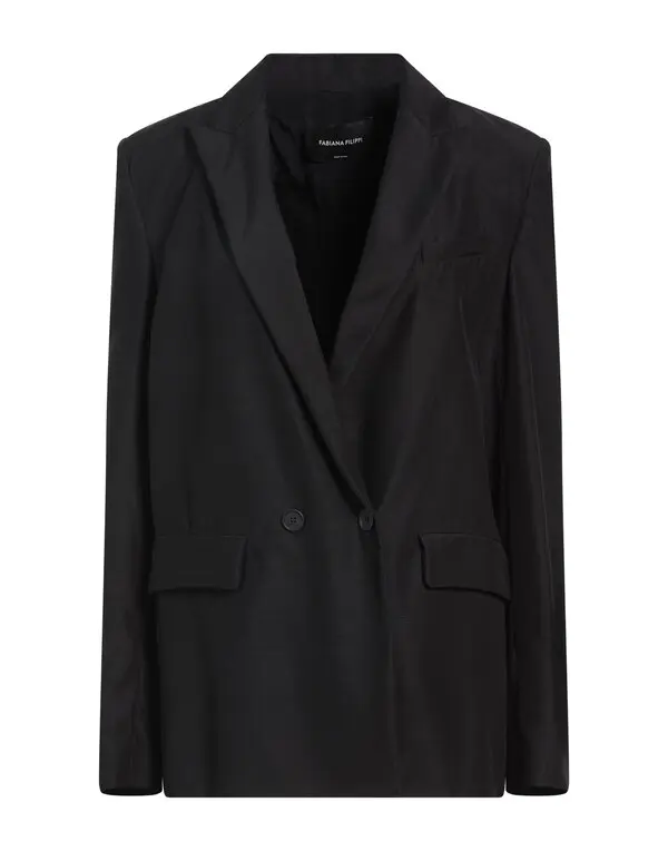 Fabiana Filippi Double-breasted Virgin Wool And Silk Blazer - Black