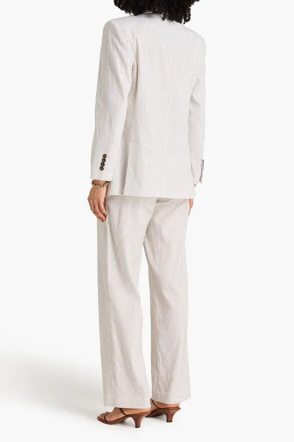 Brunello Cucinelli Striped Linen-blend Blazer