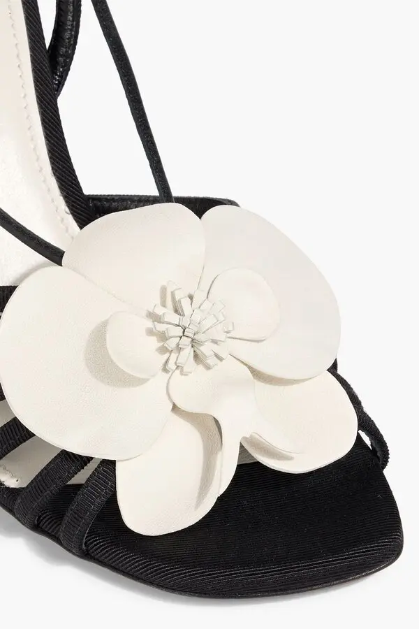 Zimmermann Floral-appliquéd Grosgrain Wedge Sandals