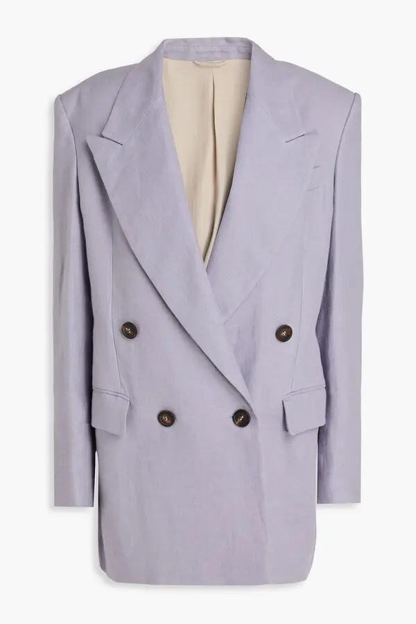 Brunello Cucinelli Double-breasted Linen And Hemp-blend Blazer - Lavender
