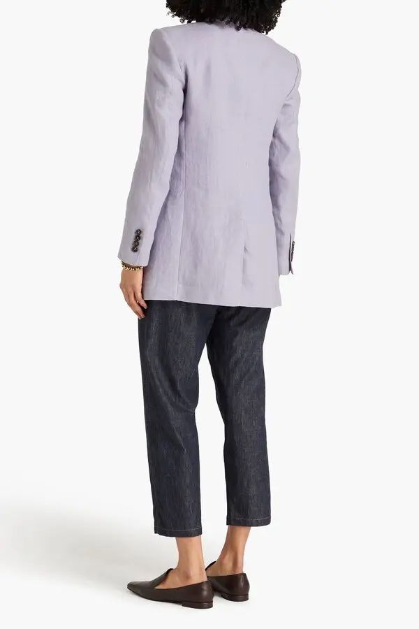 Brunello Cucinelli Double-breasted Linen And Hemp-blend Blazer - Lavender