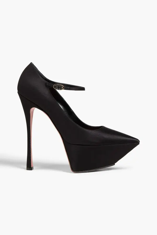 Amina Muaddi Yigit Satin Platform Pumps