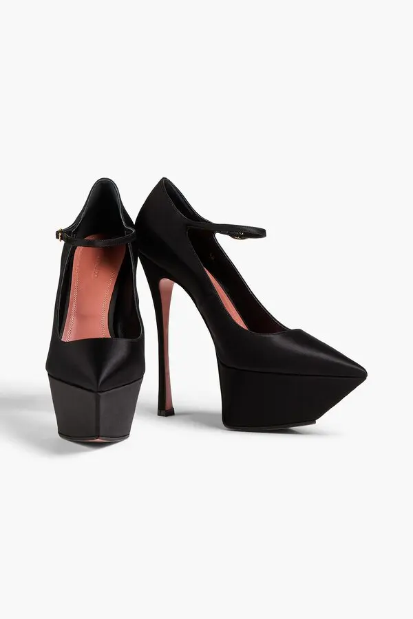 Amina Muaddi Yigit Satin Platform Pumps