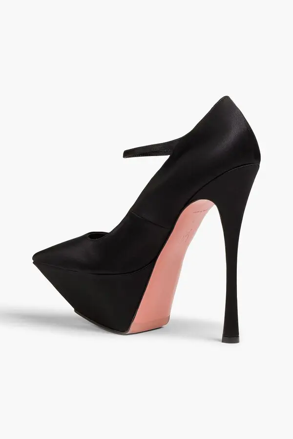 Amina Muaddi Yigit Satin Platform Pumps
