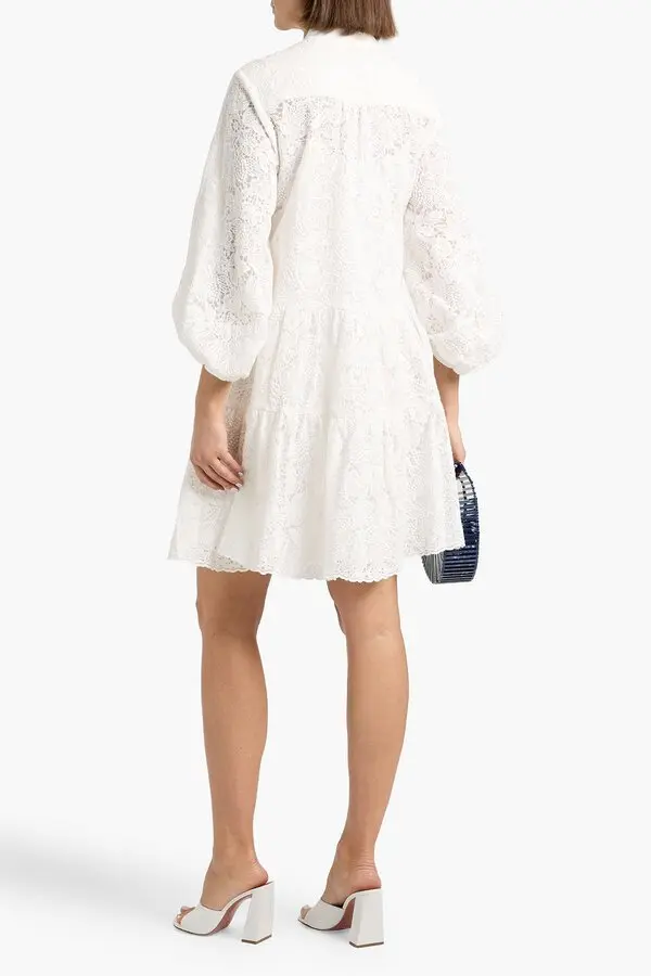 Erdem Cotton-blend Crocheted Lace Mini Dress - Ivory