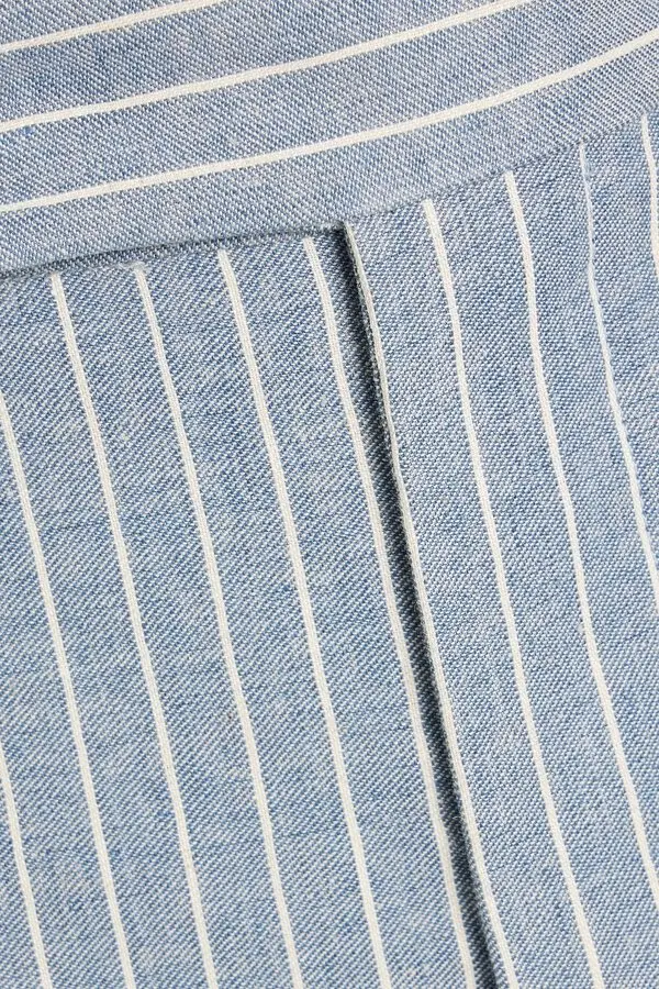 Brunello Cucinelli Striped Linen, Cotton, And Hemp-blend Wide-leg Pants