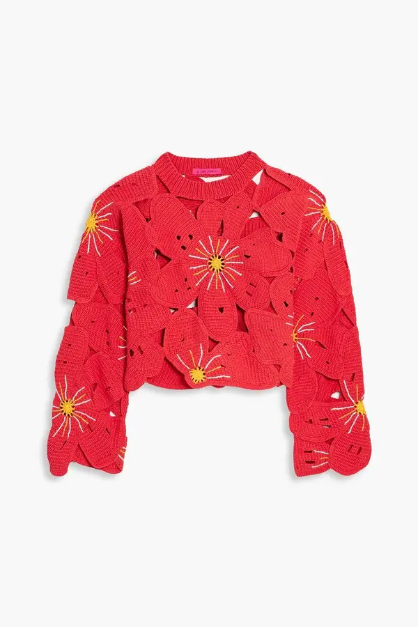 THE ELDER STATESMAN Crocheted Cotton Sweater