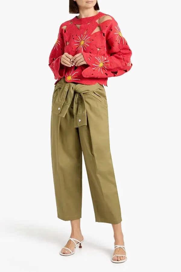 THE ELDER STATESMAN Crocheted Cotton Sweater