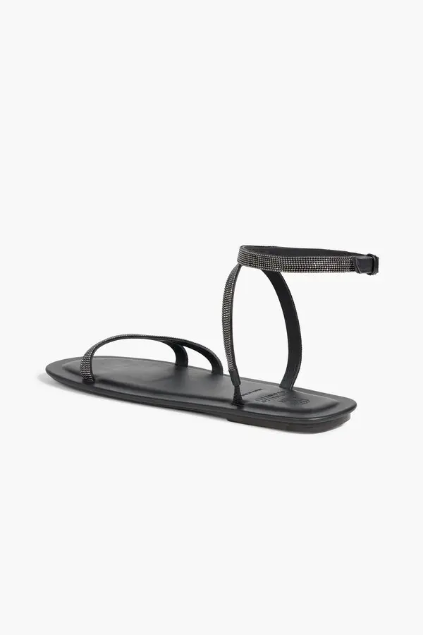 Brunello Cucinelli Bead-embellished Leather Sandals