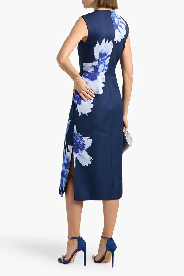 Erdem Floral-print Faille Midi Dress - Navy