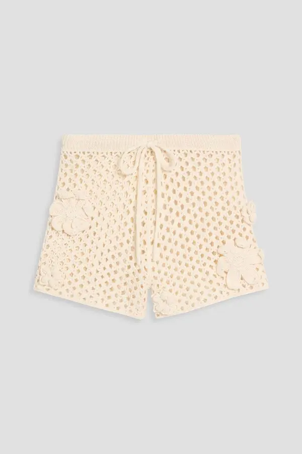 THE ELDER STATESMAN Crocheted Cotton Shorts
