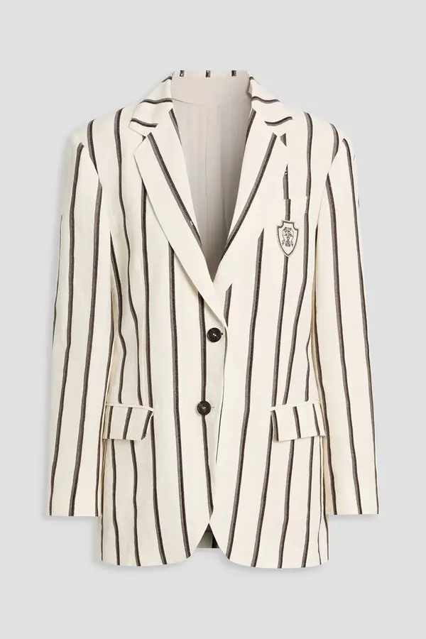 Brunello Cucinelli Striped Linen And Cotton-blend Blazer