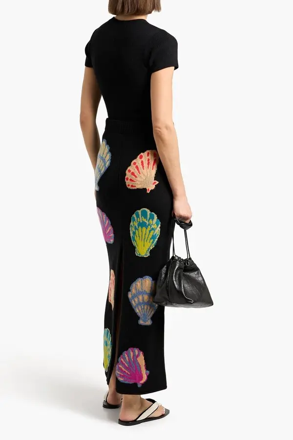 THE ELDER STATESMAN Shell Jacquard-knit Cashmere Maxi Skirt