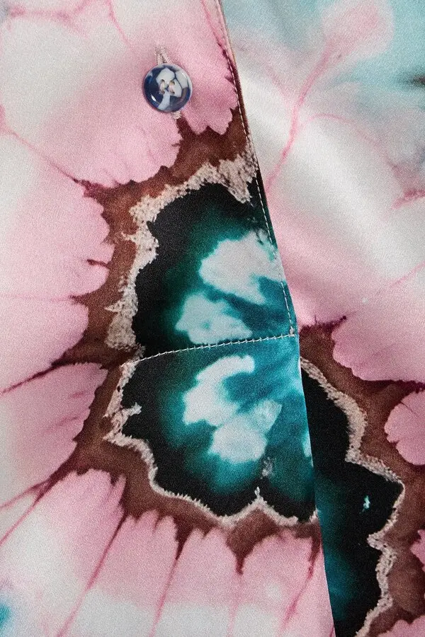 THE ELDER STATESMAN Printed Silk-satin Maxi Shirt Dress