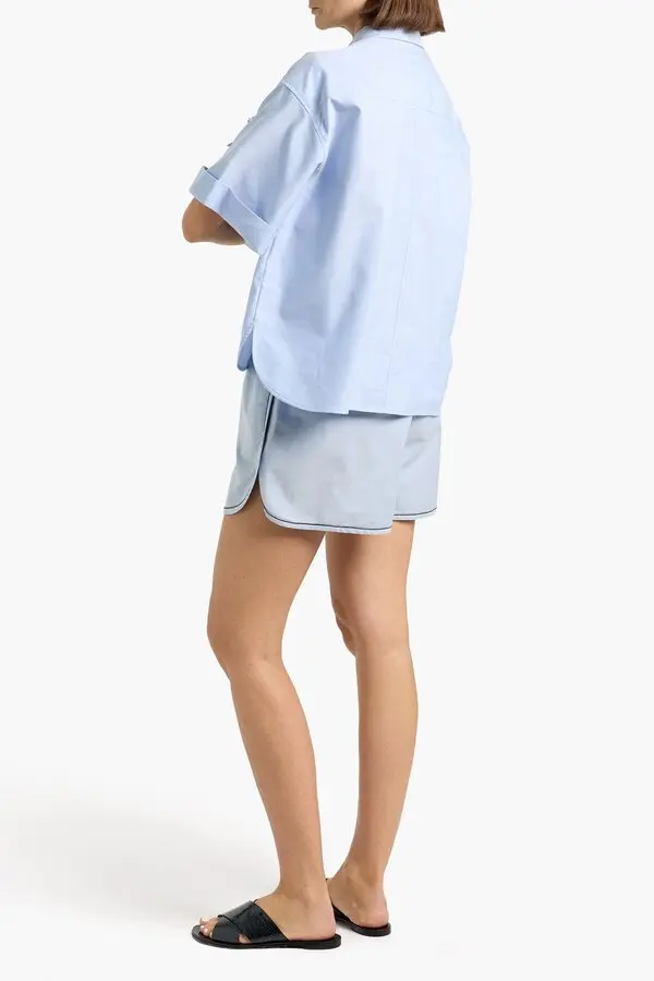 Brunello Cucinelli Cotton Oxford Shorts With Bead Embellishment