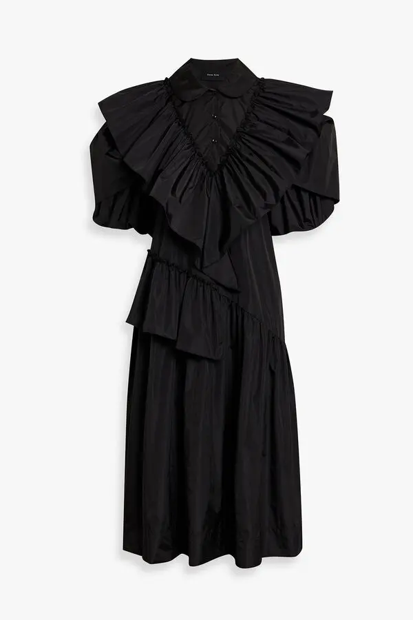 Simone Rocha Ruffled Taffeta Midi Shirt Dress