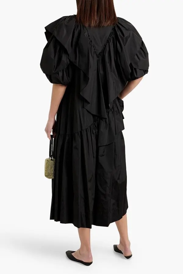 Simone Rocha Ruffled Taffeta Midi Shirt Dress