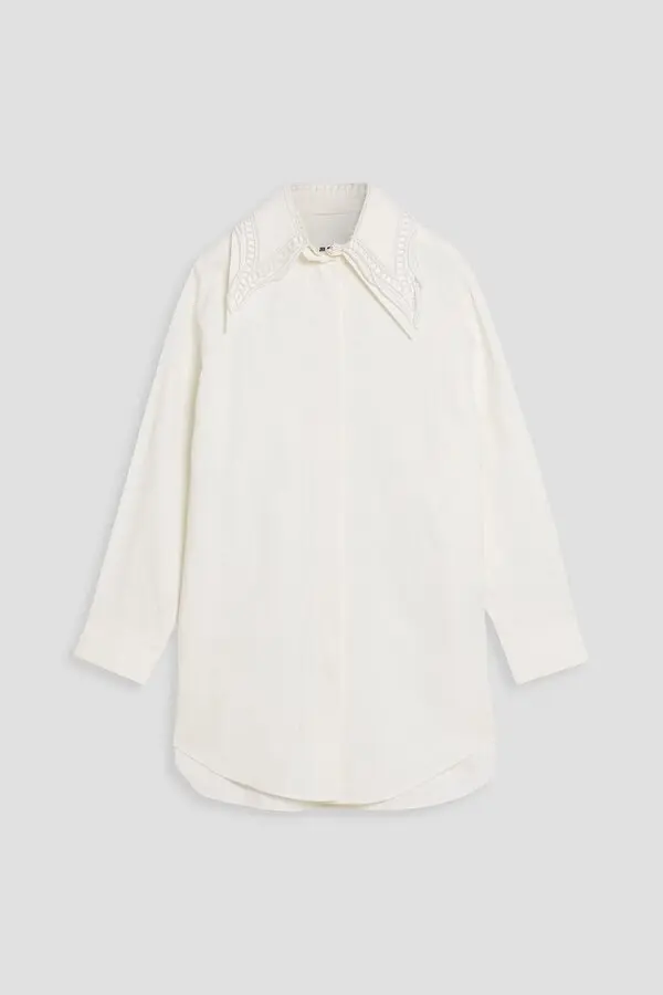 JIL SANDER Lace-trimmed Linen Shirt - Off-white