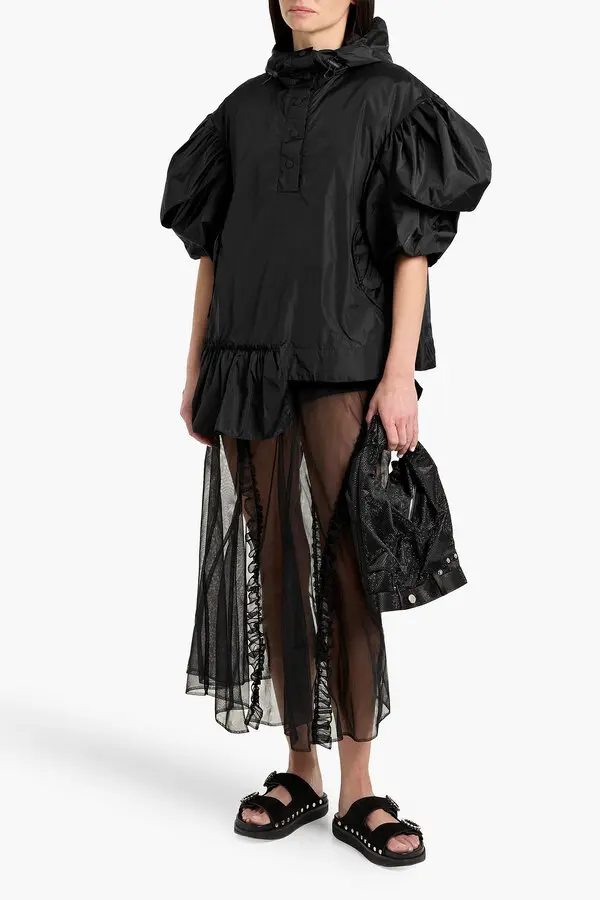 Simone Rocha Asymmetric Taffeta Hooded Top