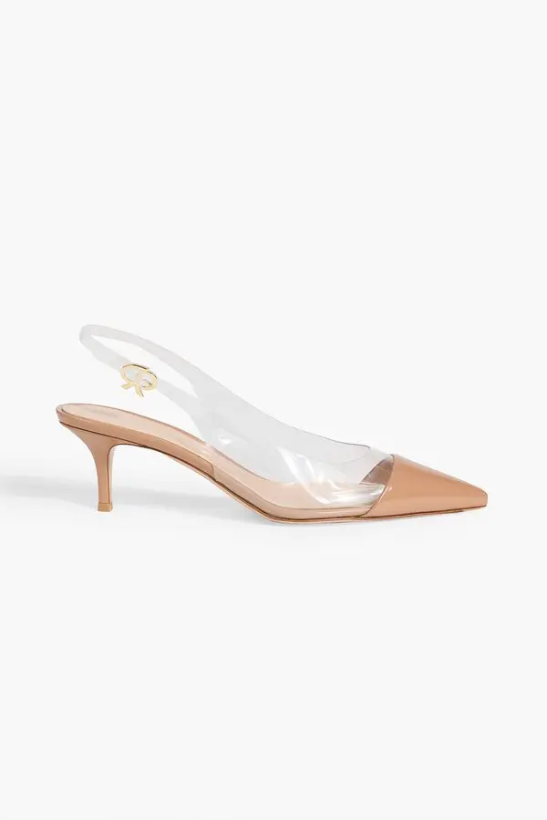 GIANVITO ROSSI Plexi Sling 55 Leather And Pvc Slingback Pumps