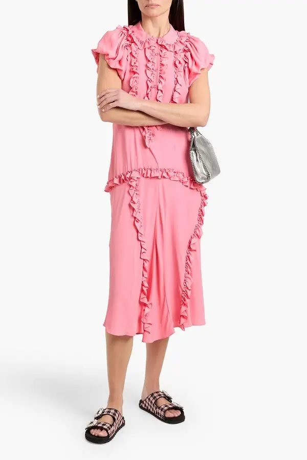 Simone Rocha Ruffled Crepe Midi Dress