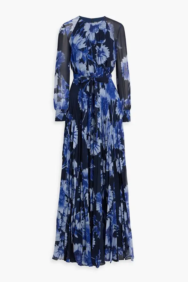 Erdem Floral-print Chiffon Gown - Indigo