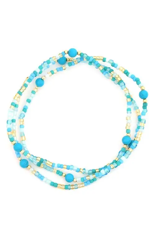 PANACEA Set Of 3 Beaded Stretch Bracelets - Turquoise