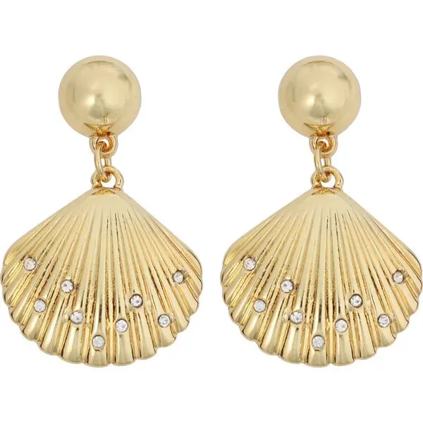 PANACEA Shell Drop Earrings - Gold